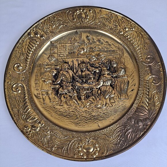 Accents | Vintage Brass Wall Hanging Plate Family Bar Tavern Pub ...
